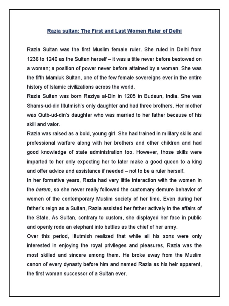 Razia Sultan: The Exceptional First and Only Female Ruler of the Delhi ...