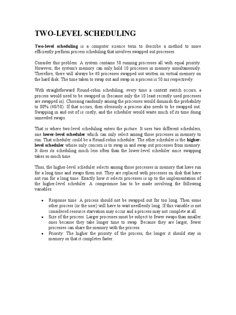 Two Level Scheduling | PDF