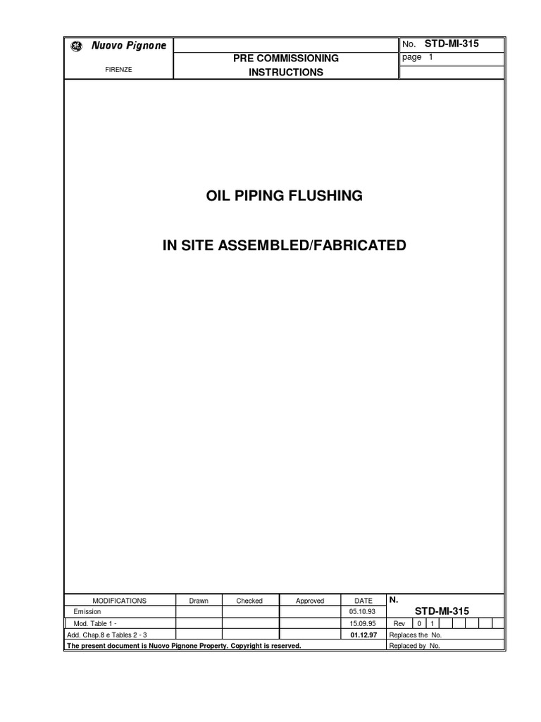 Oil Piping Flushing: G Nuovo Pignone | PDF | Pipe (Fluid Conveyance) | Pump