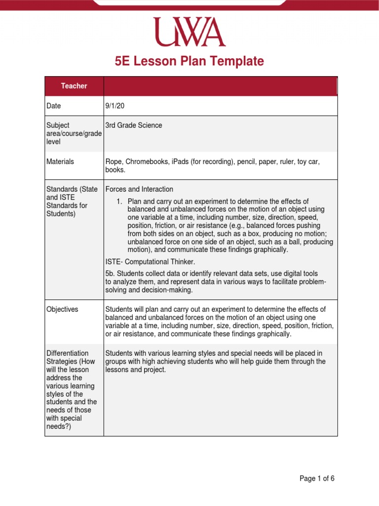 Science Ed508-5e-Lesson-Plan | PDF | Lesson Plan | Force
