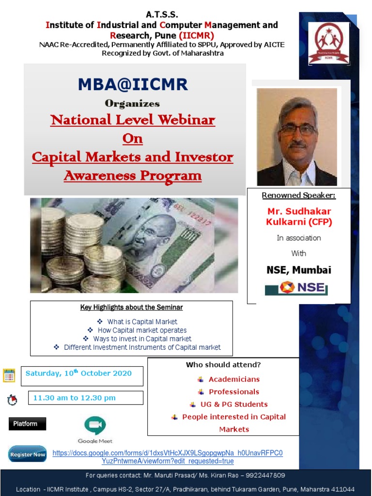 National Webinar On Capital Market and Investor Awareness - FLYER | PDF