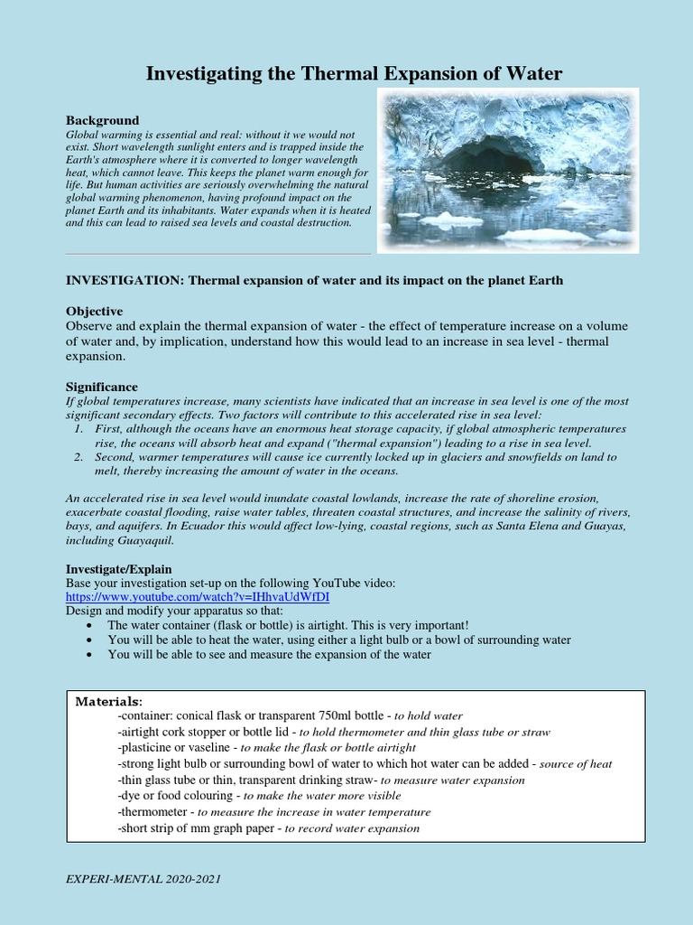 Investigating Thermal Expansion of Water | PDF | Sea Level Rise ...