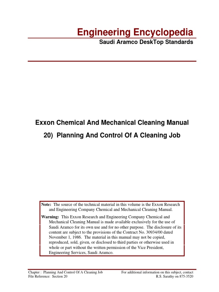 Engineering Encyclopedia: Exxon Chemical and Mechanical Cleaning Manual ...
