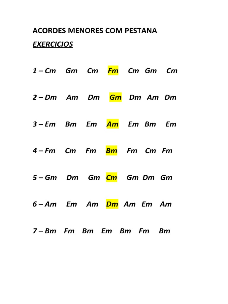 Acordes Menores Com Pestana Violão | PDF