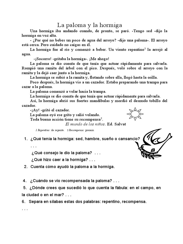 04-La Paloma y La Hormiga-Docs | PDF