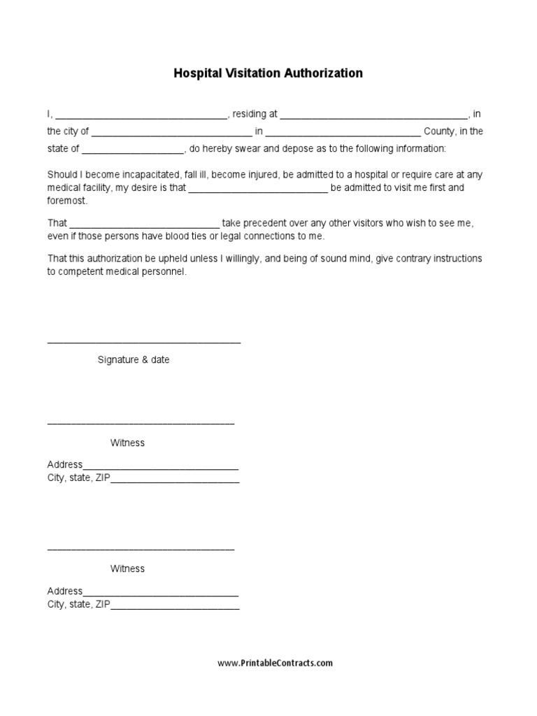 Hospital Visitation Authorization | PDF