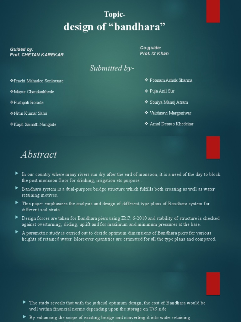 Bandhara Design and Analysis Overview | PDF | Dam | Specification ...
