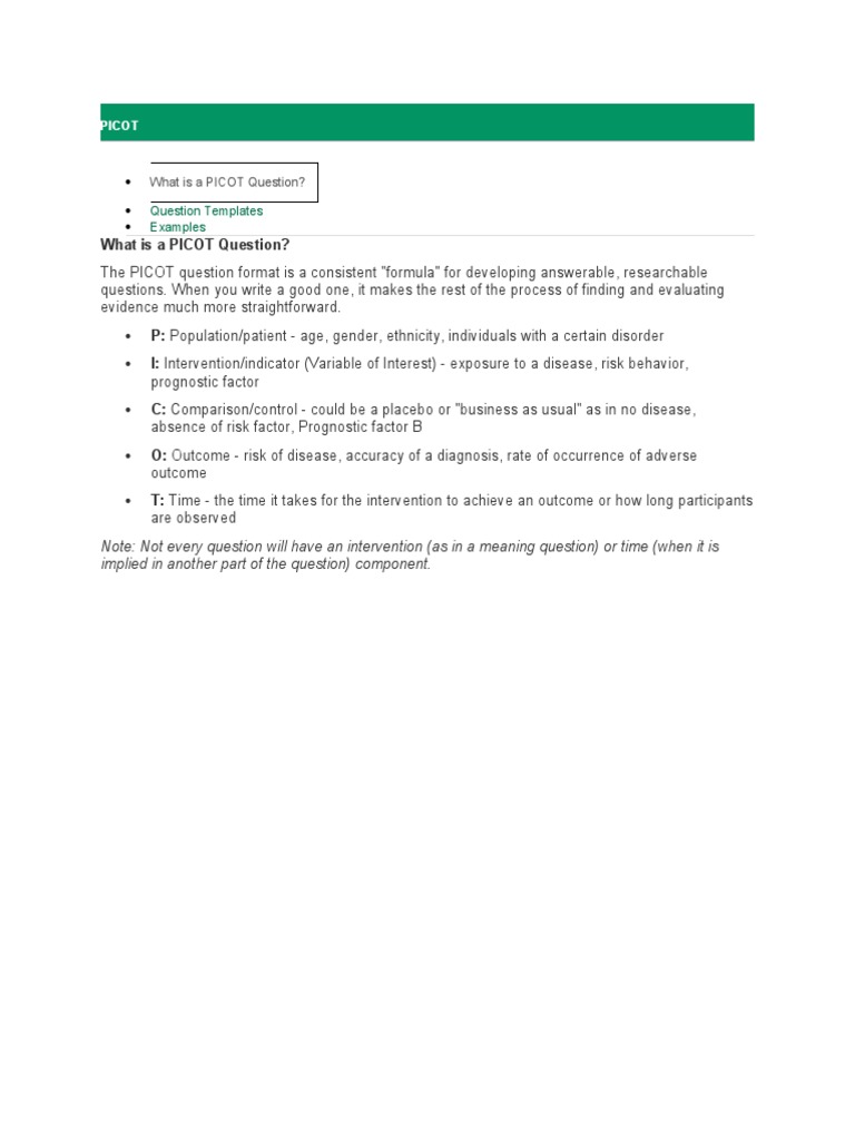 What Is A PICOT Question? | PDF