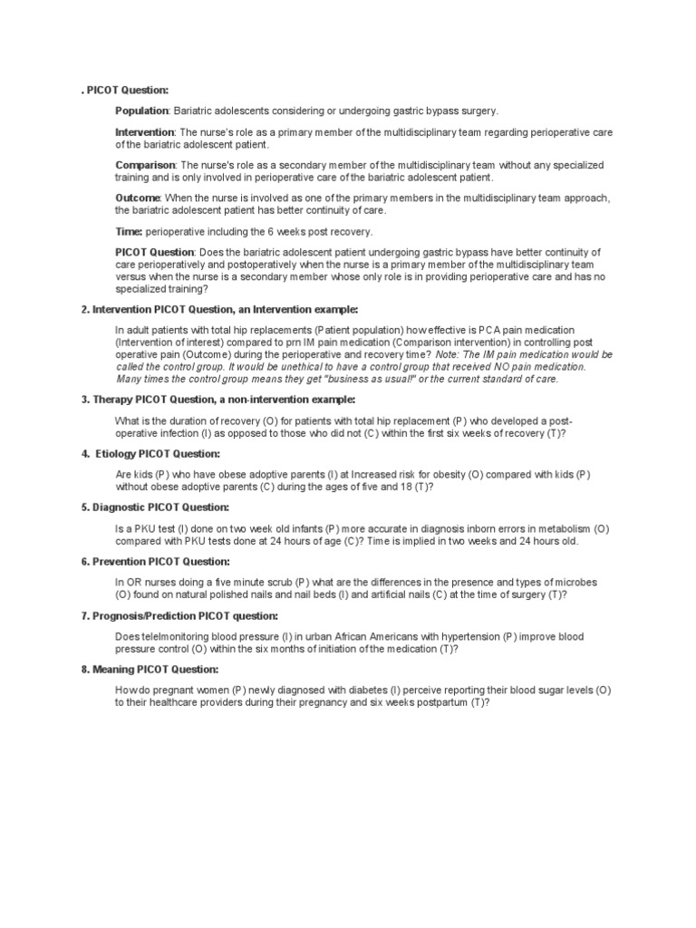 PICOT Question | PDF | Bariatric Surgery | Hypertension