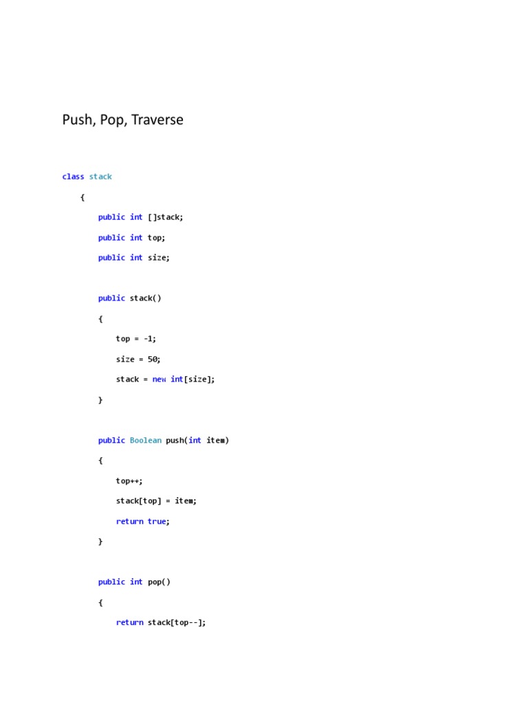 Push, Pop, Traverse: Stack | PDF
