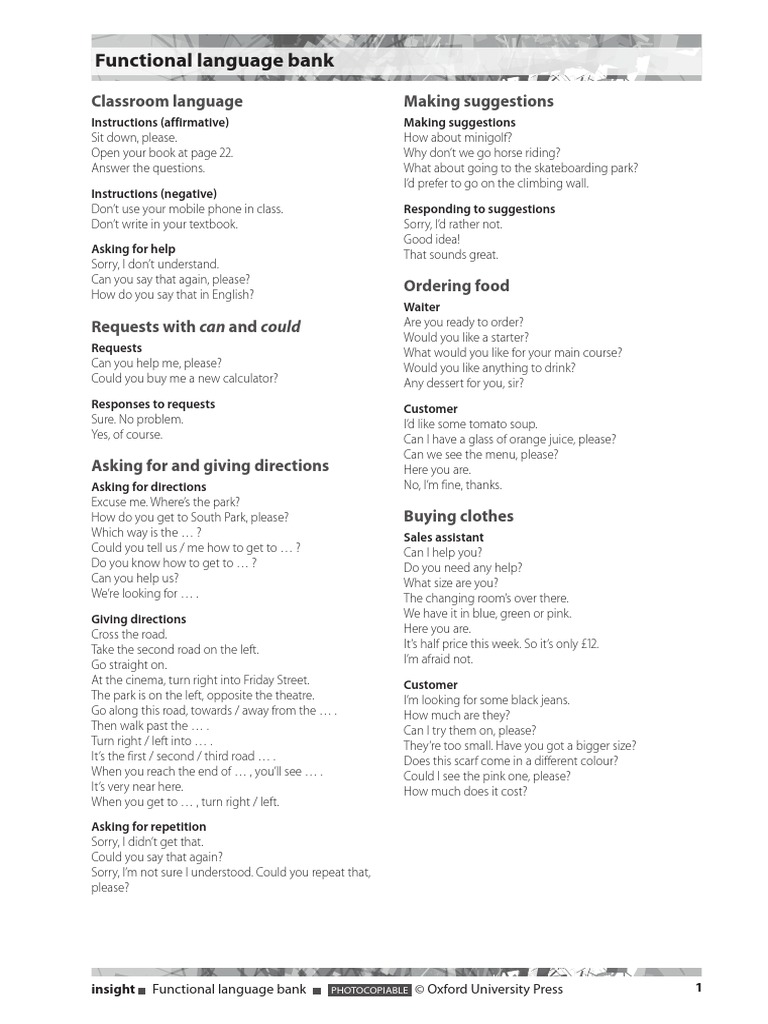 Functional Language Bank PDF | PDF