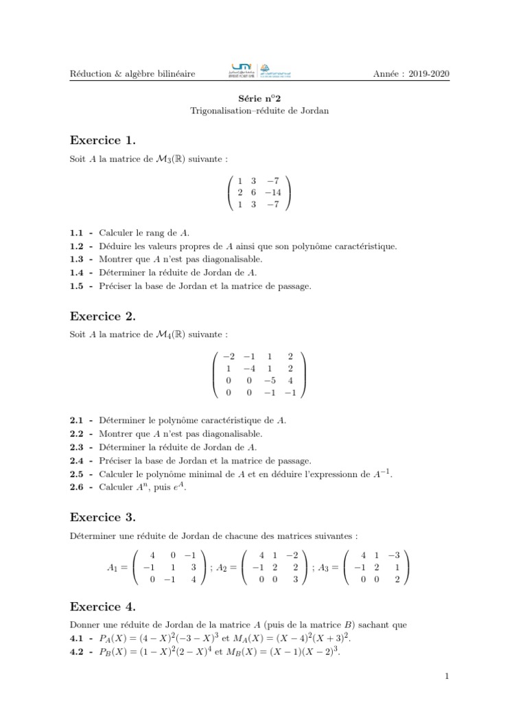 Réduction de Jordan et matrices semblables | PDF | Matrice ...