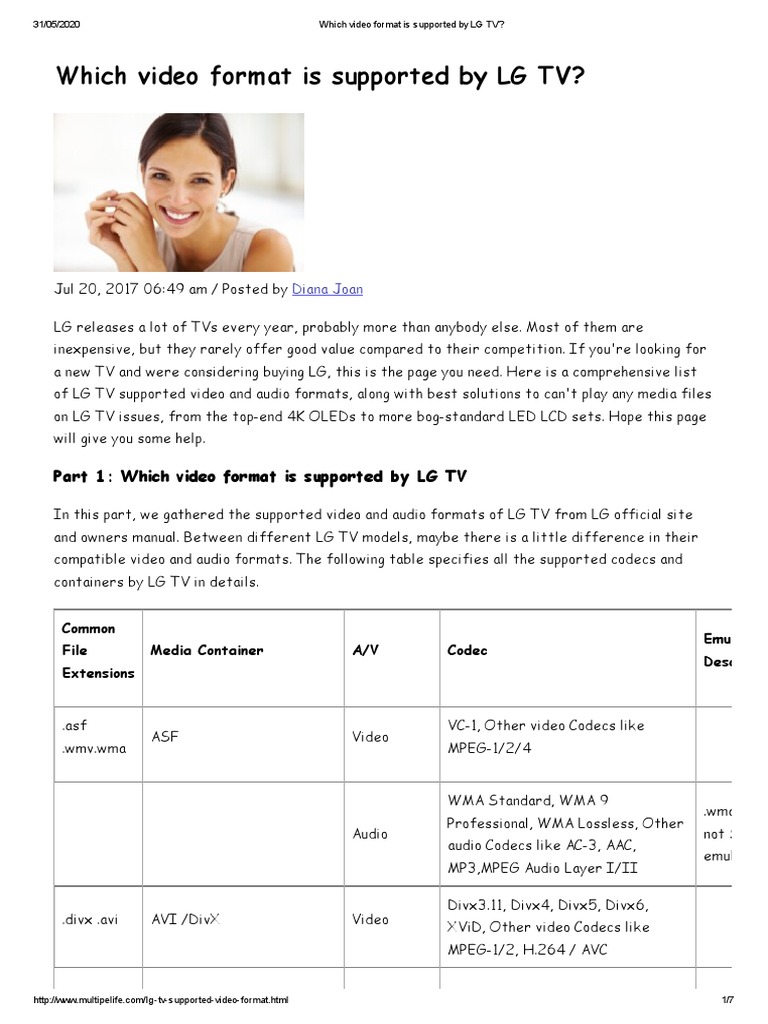 Which Video Format Is Supported by LG TV | PDF | Codec | Mp3