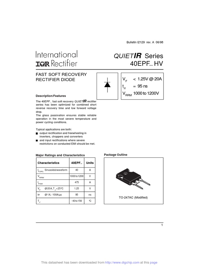 40EPF12 | Download Free PDF | Rectifier | Diode