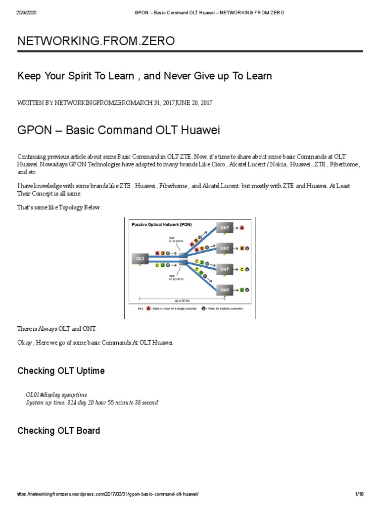 GPON - Basic Command OLT Huawei - NETWORKING - FROM.ZERO | PDF | Command Line Interface ...