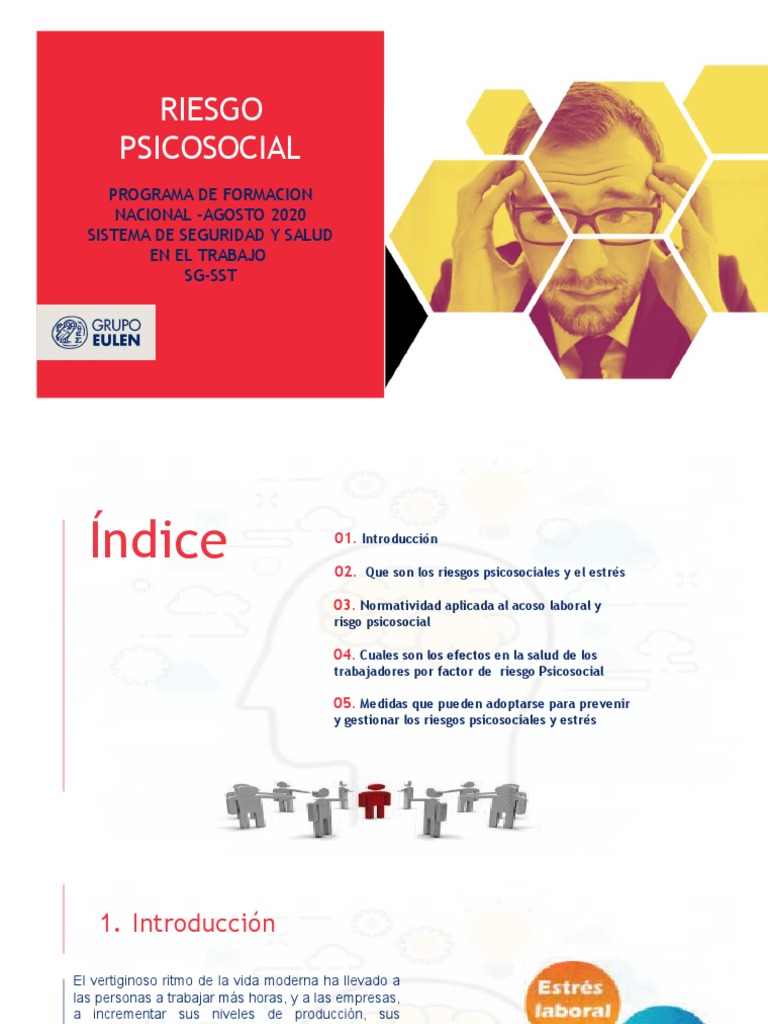 Capacitacion Agosto 2020 SST - Riesgo Psicosocial | PDF | Estrés (biología) | Depresión (estado ...