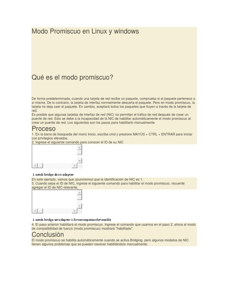 Modo Promiscuo en Linux y Windows | PDF