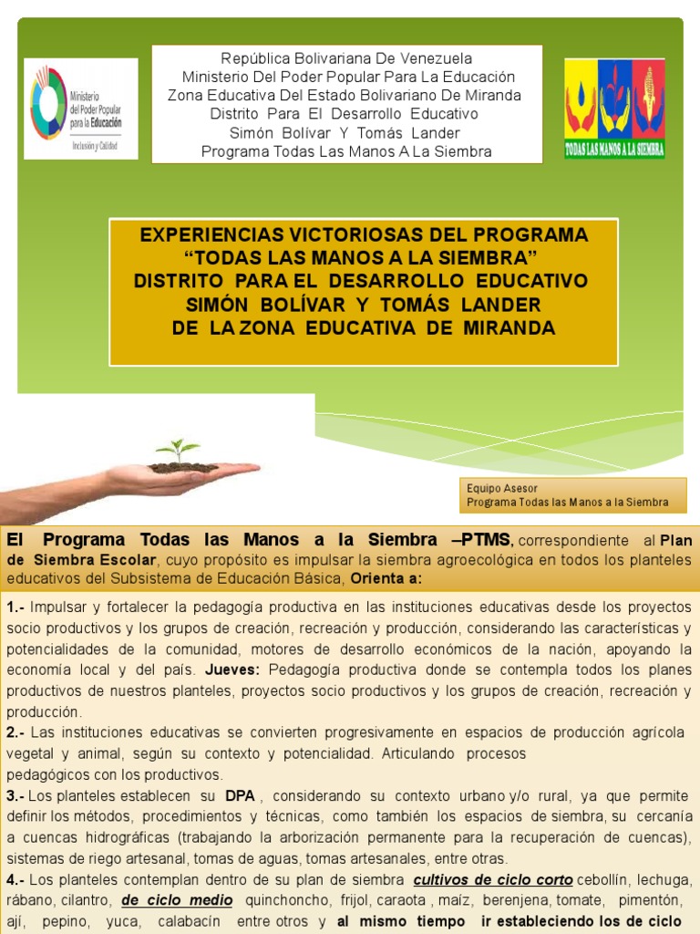 Ponencia PTMS | PDF | Agricultura | Educación avanzada