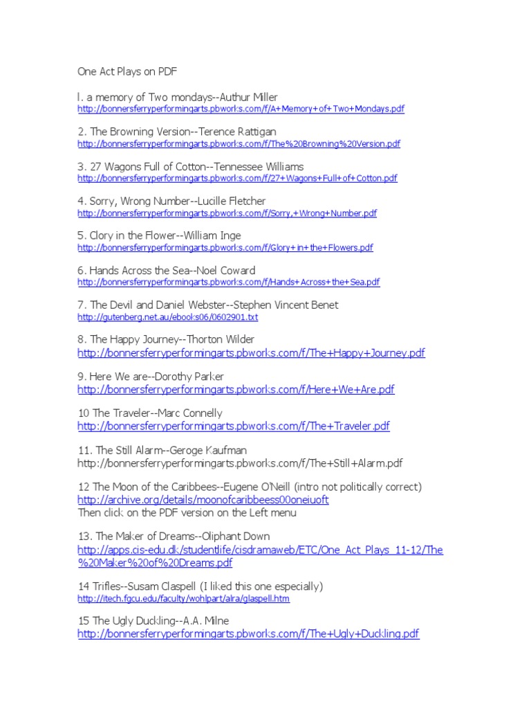 Free One Act Plays in PDF Format | PDF | Travel