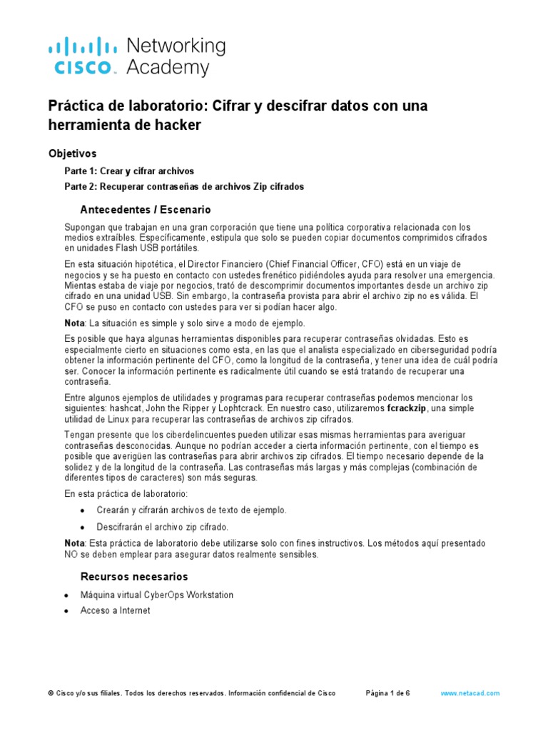 9.1.1.7 Lab - Encrypting and Decrypting Data Using A Hacker Tool | PDF | Contraseña | Zip ...