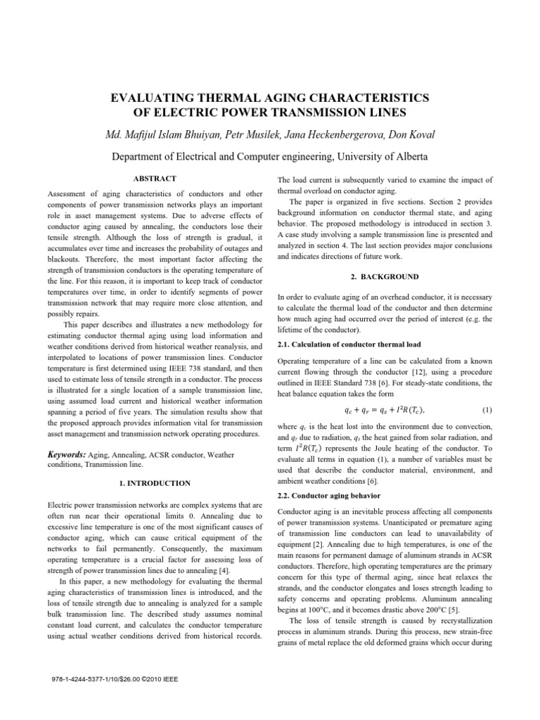 Evaluating Thermal Aging Characteristics | PDF | Electric Power ...