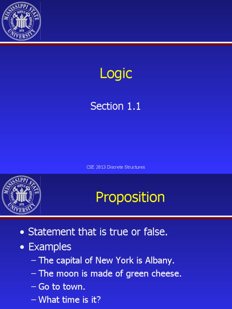 Section1 1 | PDF | Proposition | Mathematical Logic