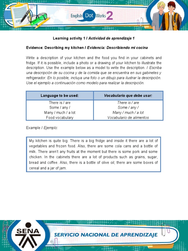 Learning Activity 1 / Actividad de Aprendizaje 1 Evidence: Describing ...