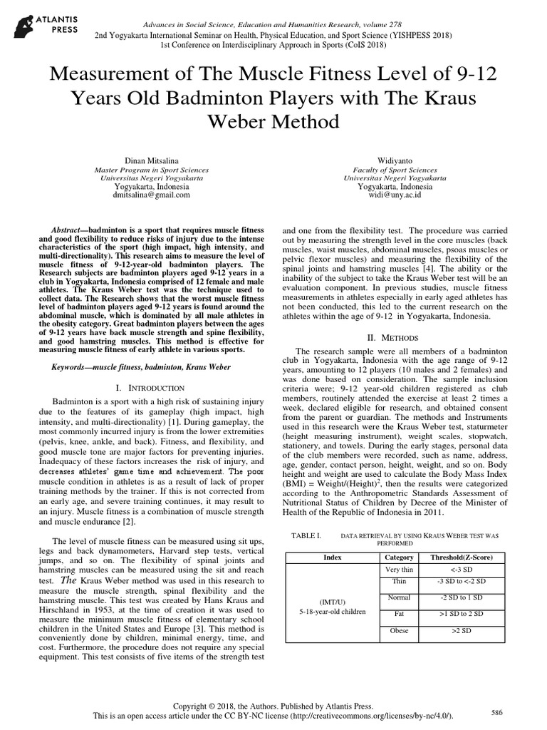 Measurement of The Muscle Fitness Level of 9-12 Years Old Badminton ...