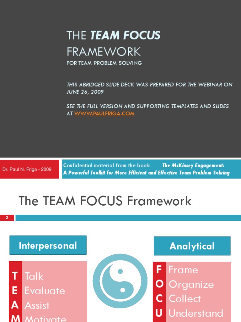 Team Focus From The Mckinsey Engagement PDF | PDF | Mc Kinsey & Company ...