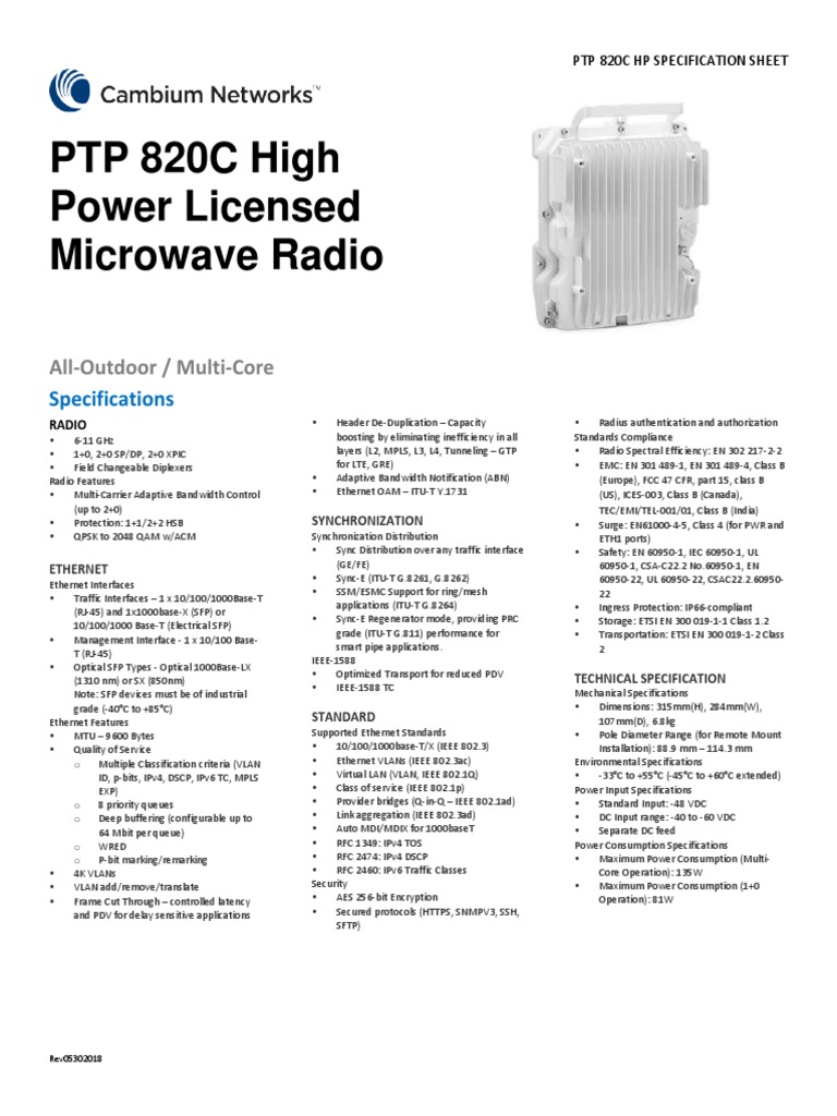PTP 820C HP May 2018 PDF | PDF | Computer Architecture | Ethernet