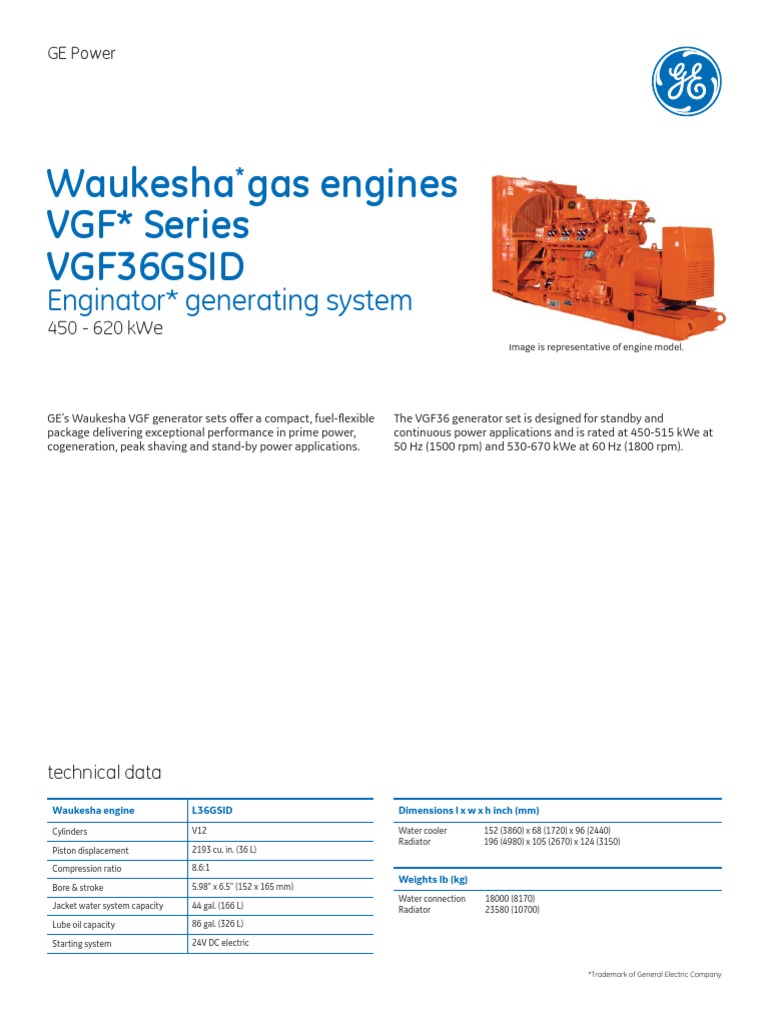 Waukesha Gas Engines VGF Series Vgf36Gsid: Enginator Generating System ...