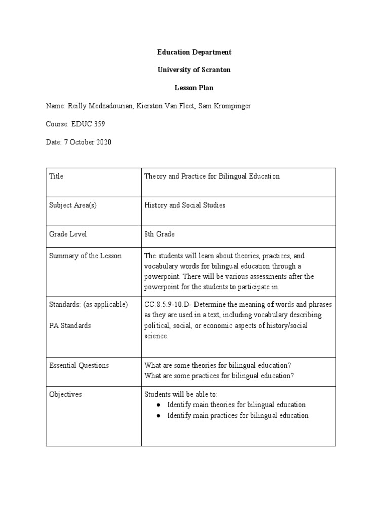 Ell Lesson Plan | PDF | Electrical Phenomena | Condensed Matter