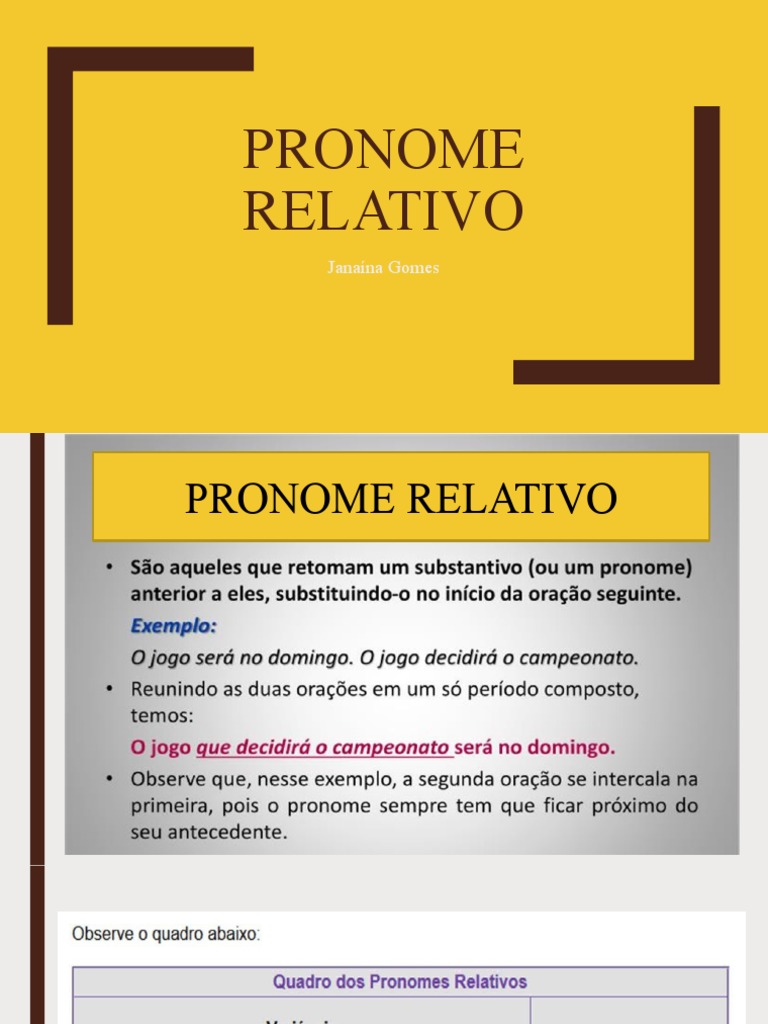 Mapa Mental dos Pronomes Relativos | PDF | Pronome | Preposição e ...