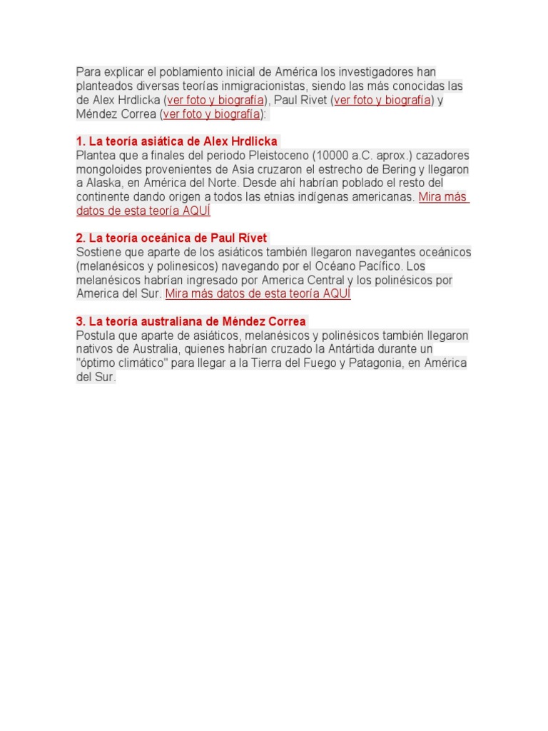 Poblamiento America Resumen | PDF
