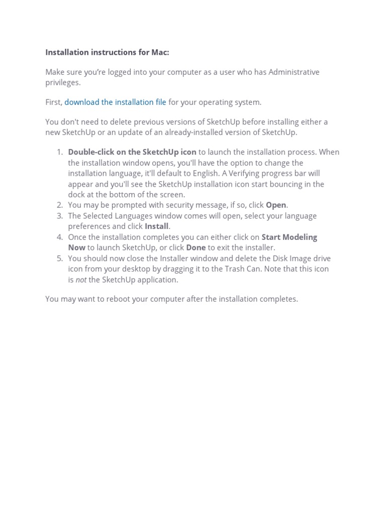 Installation Instructions For Mac And Windows Pdf Installation