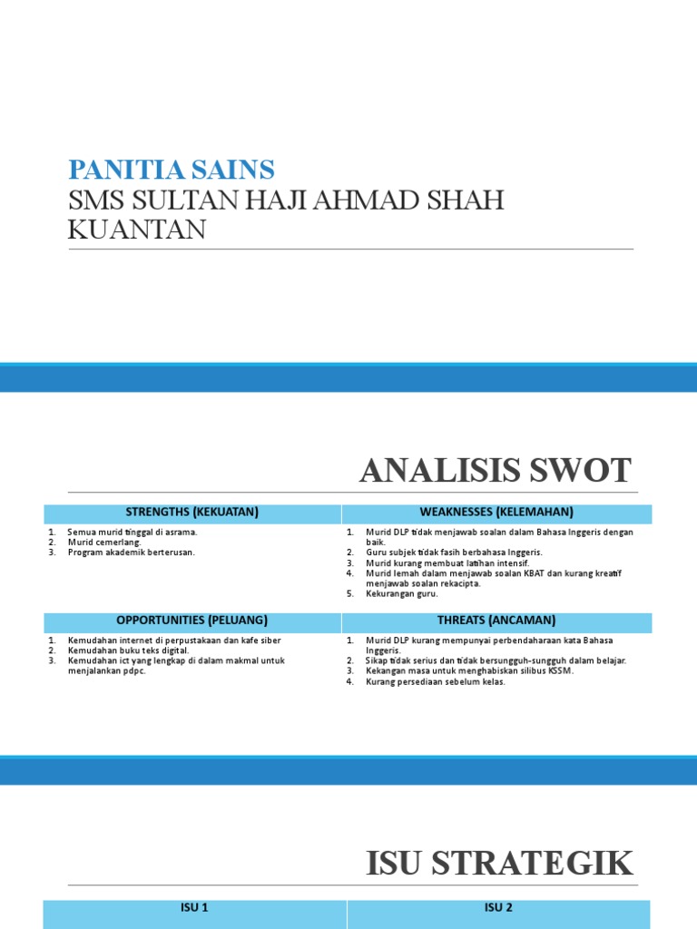 Analisis Swot Panitia Sains 2018 | PDF