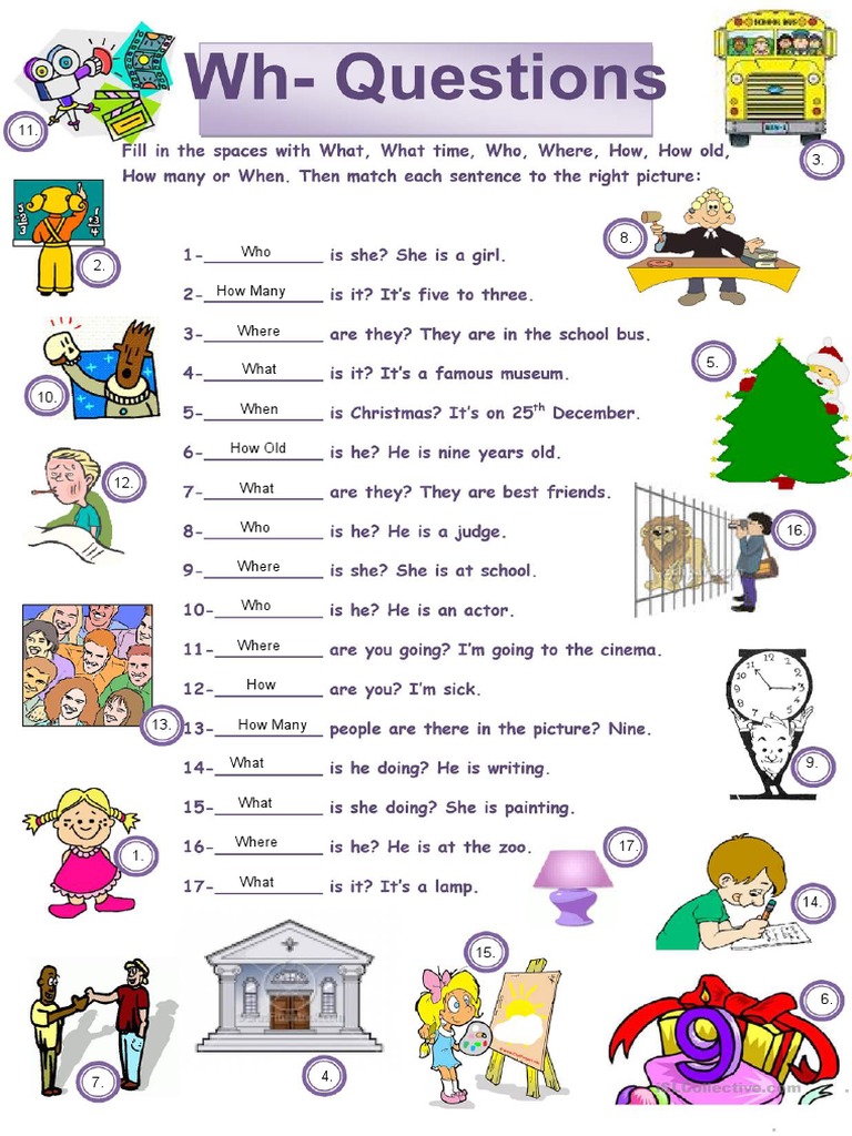 WH Questions Worksheet PDF | PDF