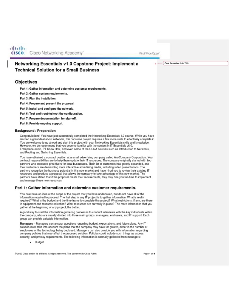 Networking Essentials Capstone Project - Implement A Tech Solution For ...