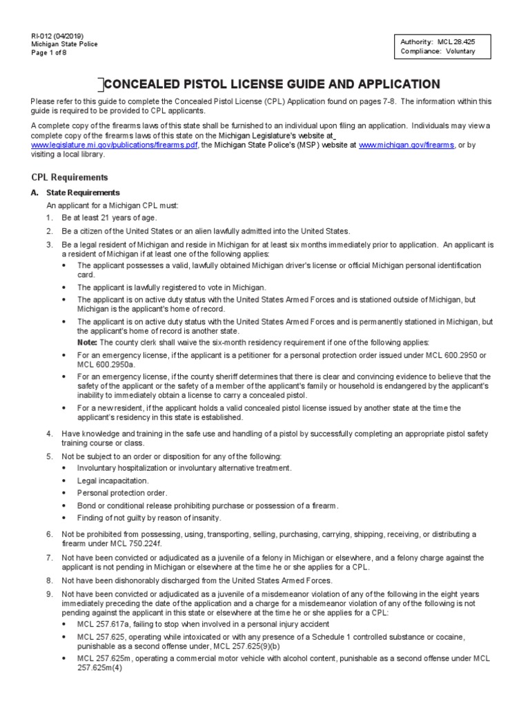 Concealed Pistol License Guide and Application: CPL Requirements | PDF ...