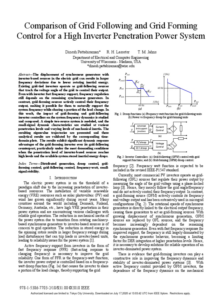 Comparison of Grid Following and Grid Forming Control For A High ...
