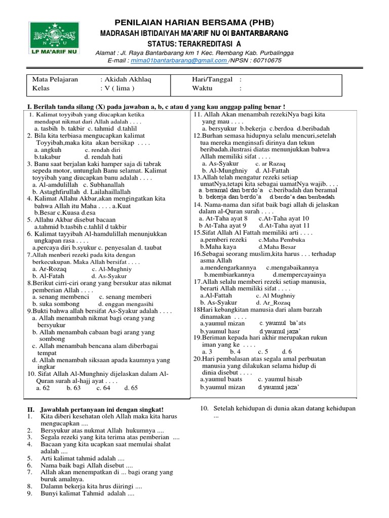 PHB Akidah Akhlak | PDF