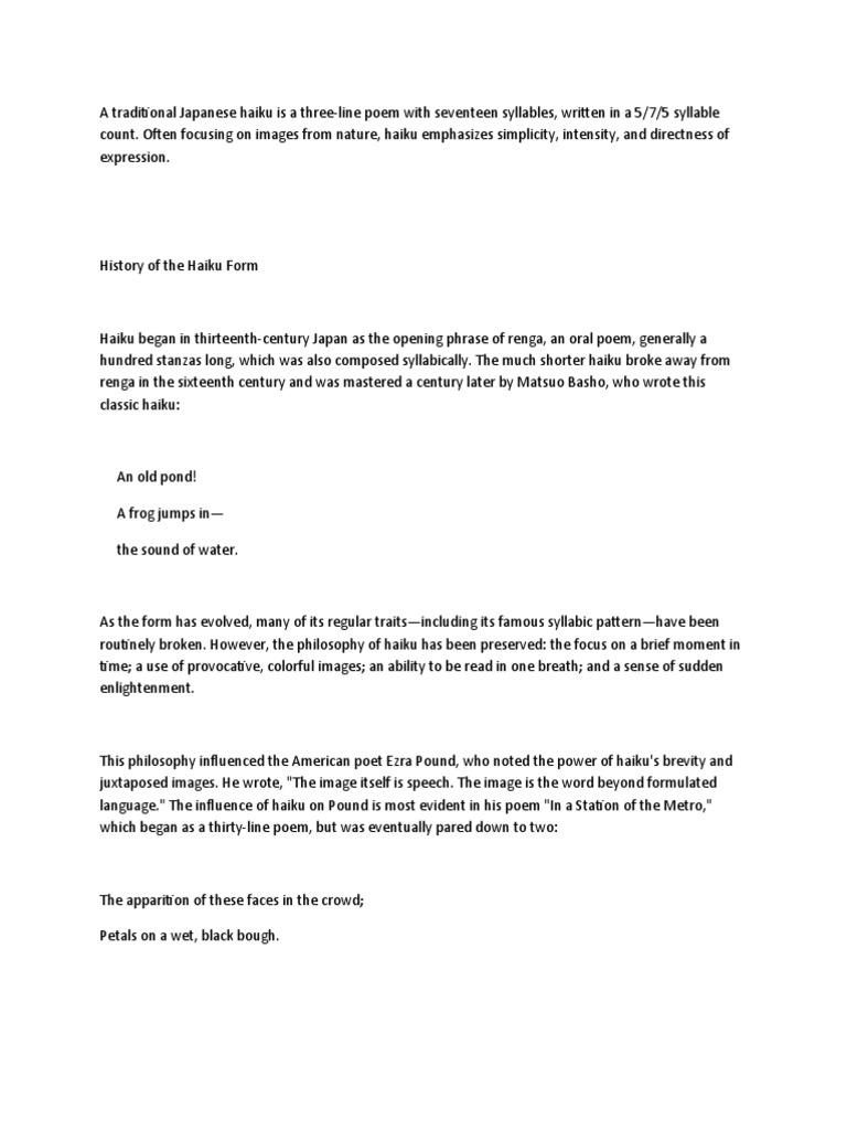 Haiku | PDF | Haiku | Japanese Literature