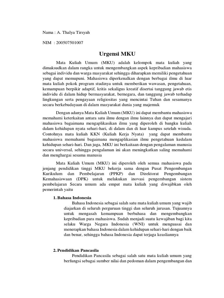 Apa Itu Urgensi MKU | PDF