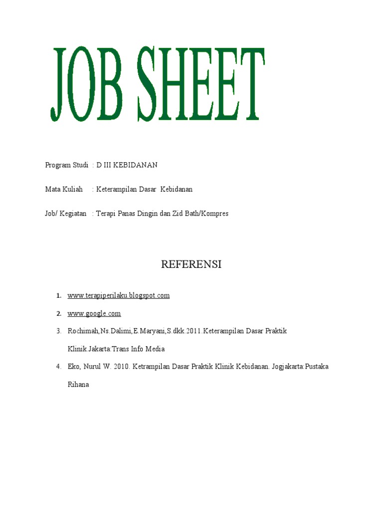 JOB SHEET Terapi Panas Dingin Dan Zid Bath | PDF | Kesehatan Holistik