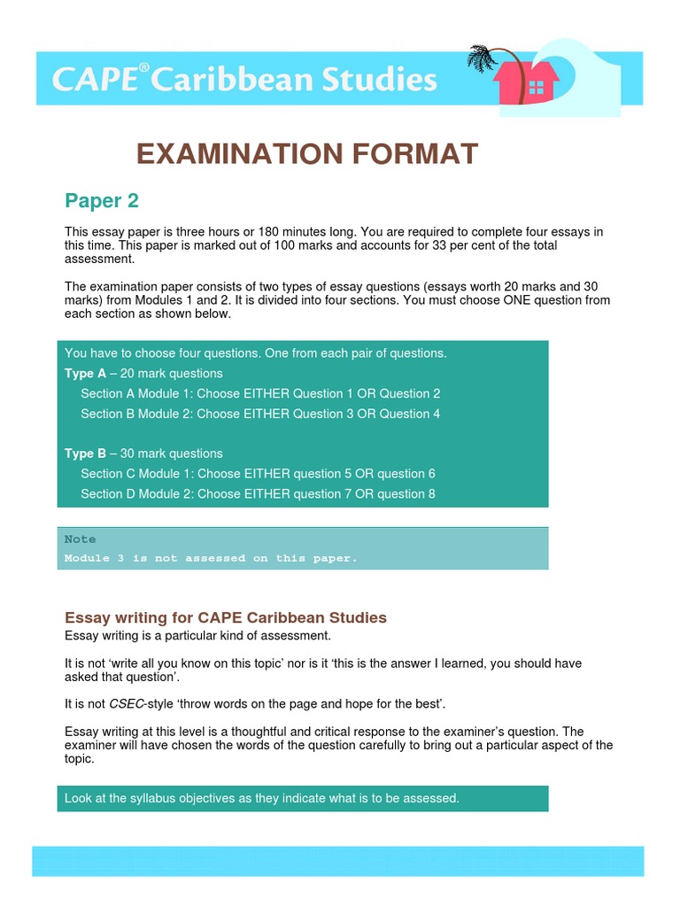 Cape Caribbean Exam Paper 2 What To Expect | PDF | Essays | Question