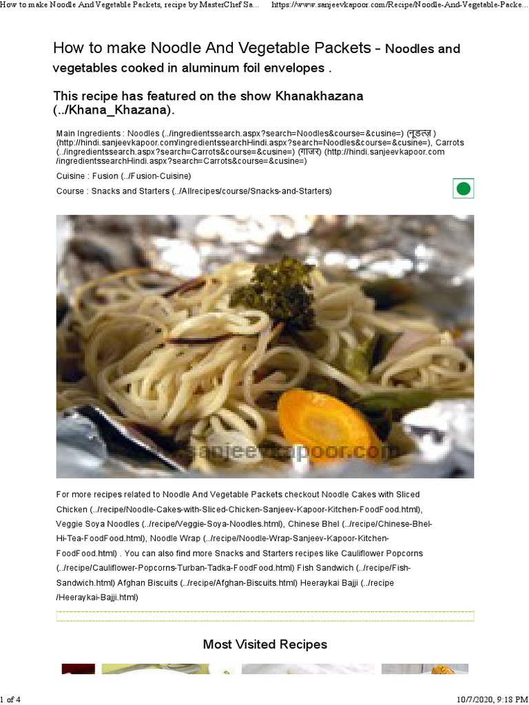 How To Make Noodle and Vegetable Packets | PDF | Recipe | Cooking