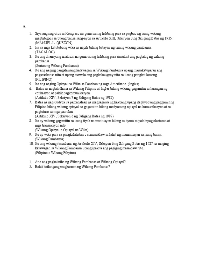 WEEK 4 FIL11 Pagsasanay | PDF