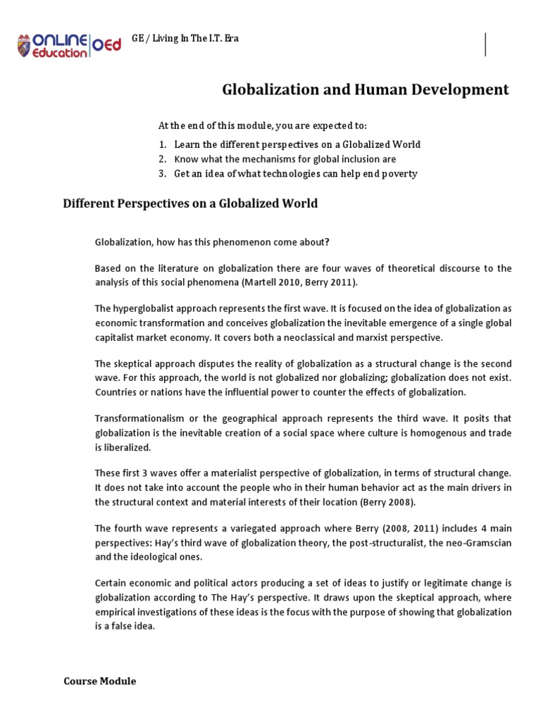 Module 10 Globalization and Human Development | PDF | Globalization ...