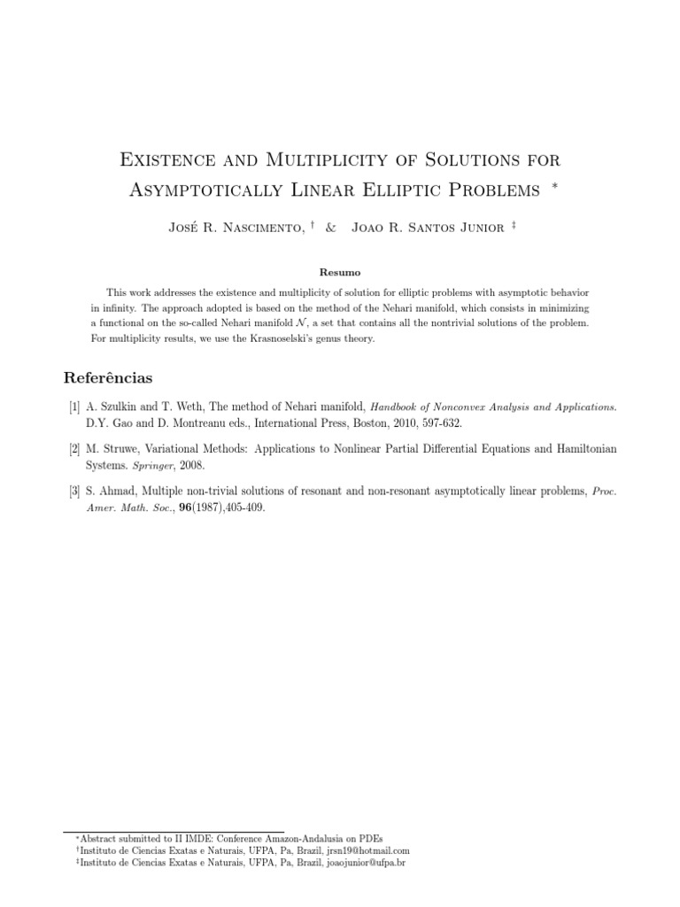 Existence and Multiplicity of Solutions For Asymptotically Linear Elliptic Problems | PDF