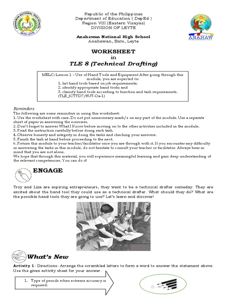 Worksheet in TLE 8 | PDF | Drawing | Technical Drawing